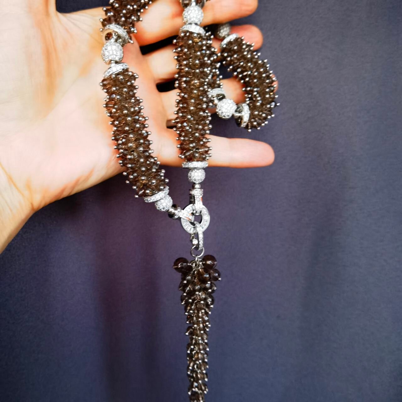 Колье, раухтопаз