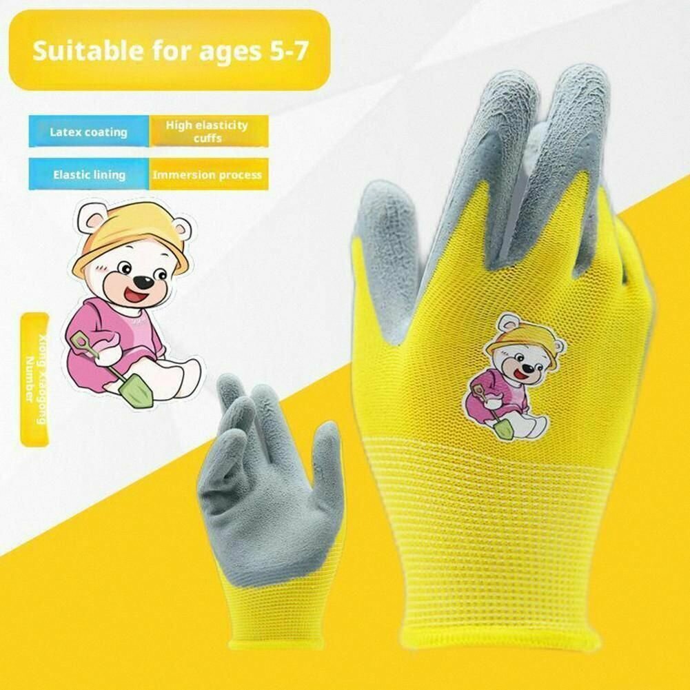 Перчатки рабочие детские, садовые с покрытием из латекса, прорезиненные, хозяйственные, защитные