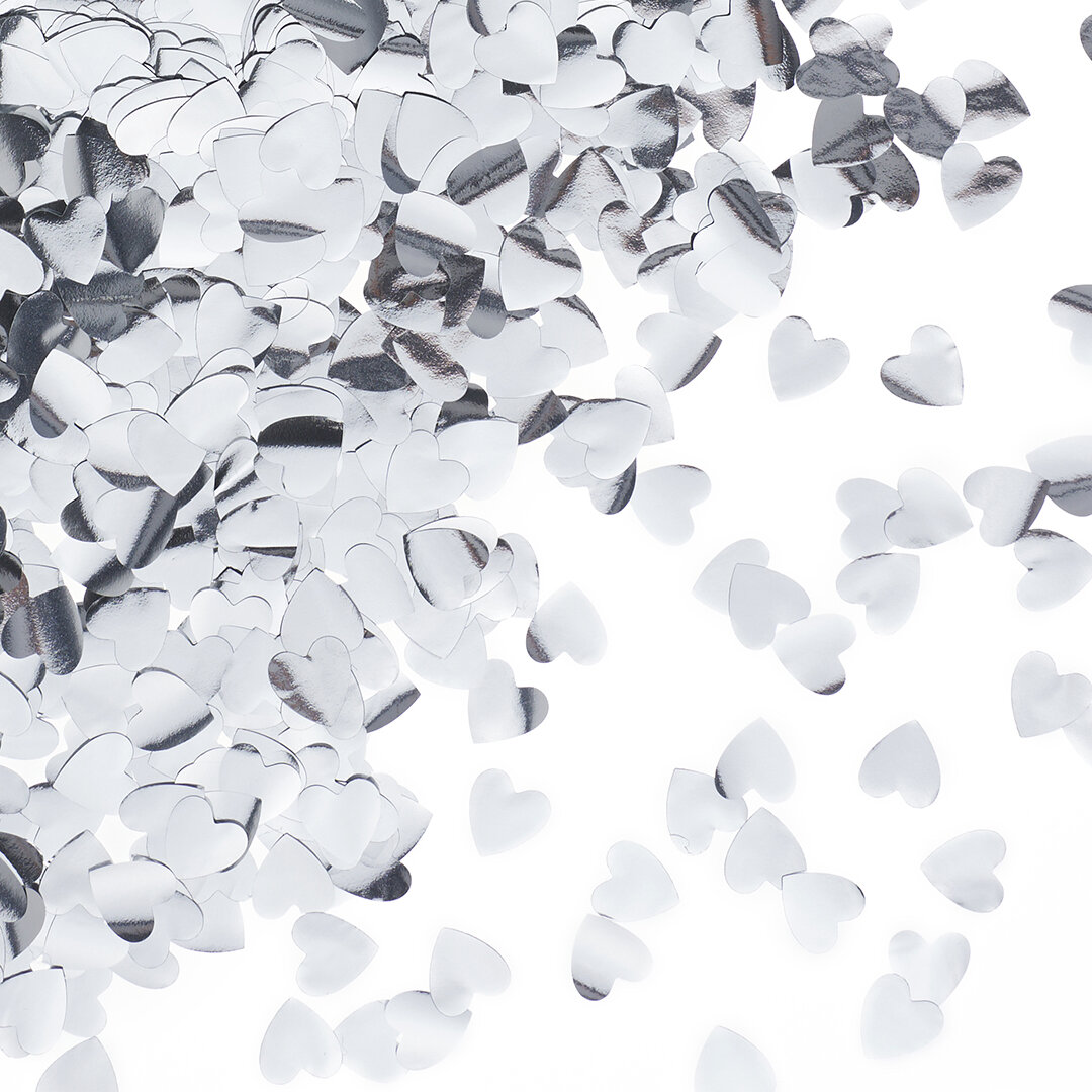 Конфетти Волна веселья Фольга Сердце серебро металлик, 1,5 см, 50 г