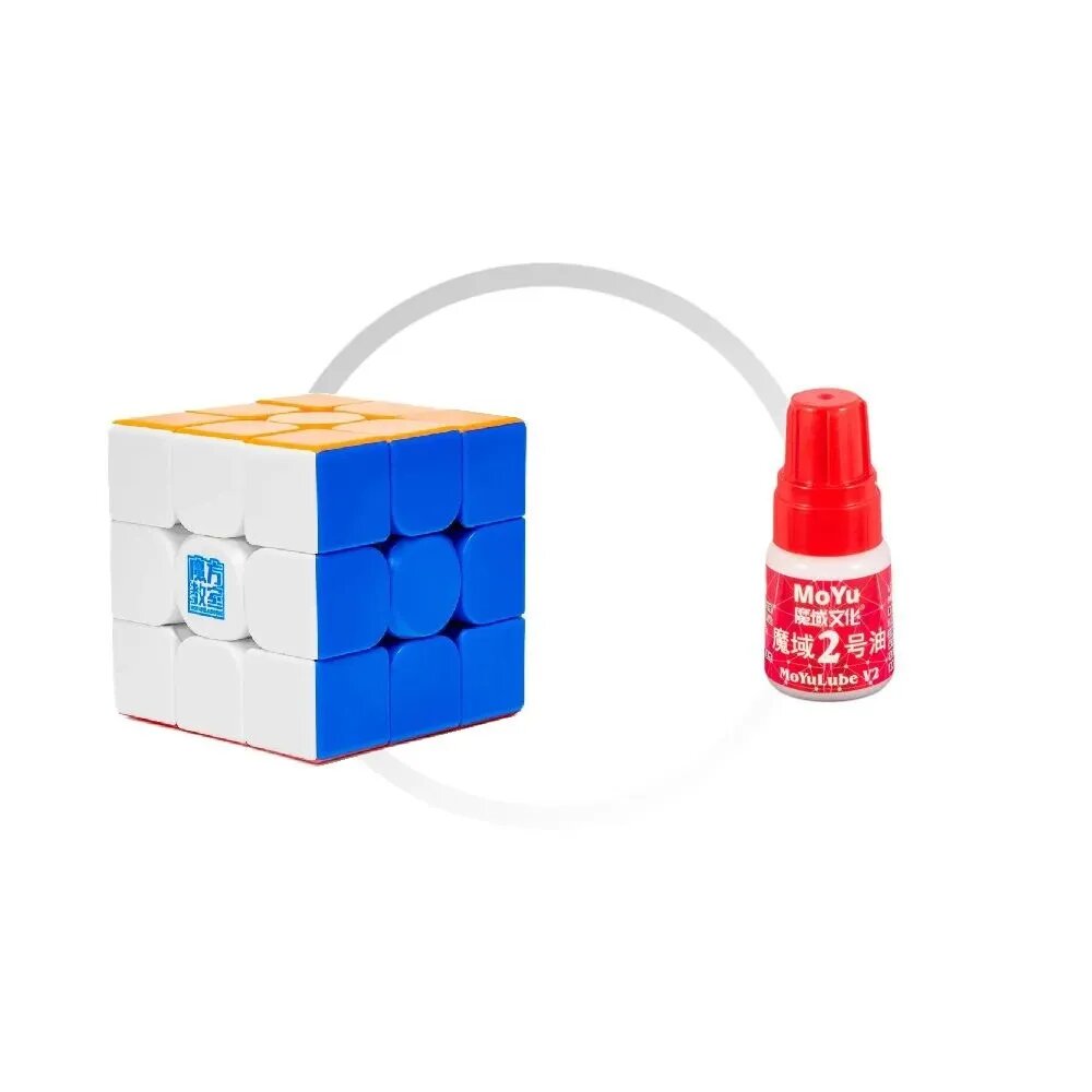 Комплект кубик Рубика магнитный скоростной MoYu MeiLong 3x3 v2 M + смазка MoYu Red v2 lube