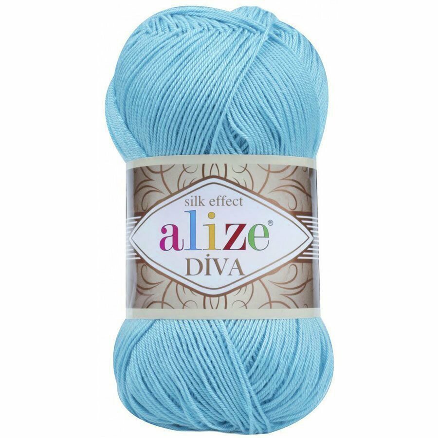 Пряжа Alize DIVA SILKY EFFECT 346 гол. бирюза (5 мотков)