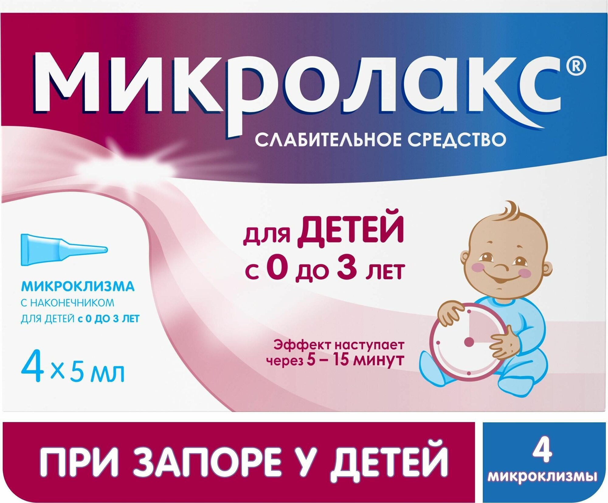 Микролакс раствор для ректального введения (микроклизмы) для детей с 0 лет 5 мл, 4 шт.