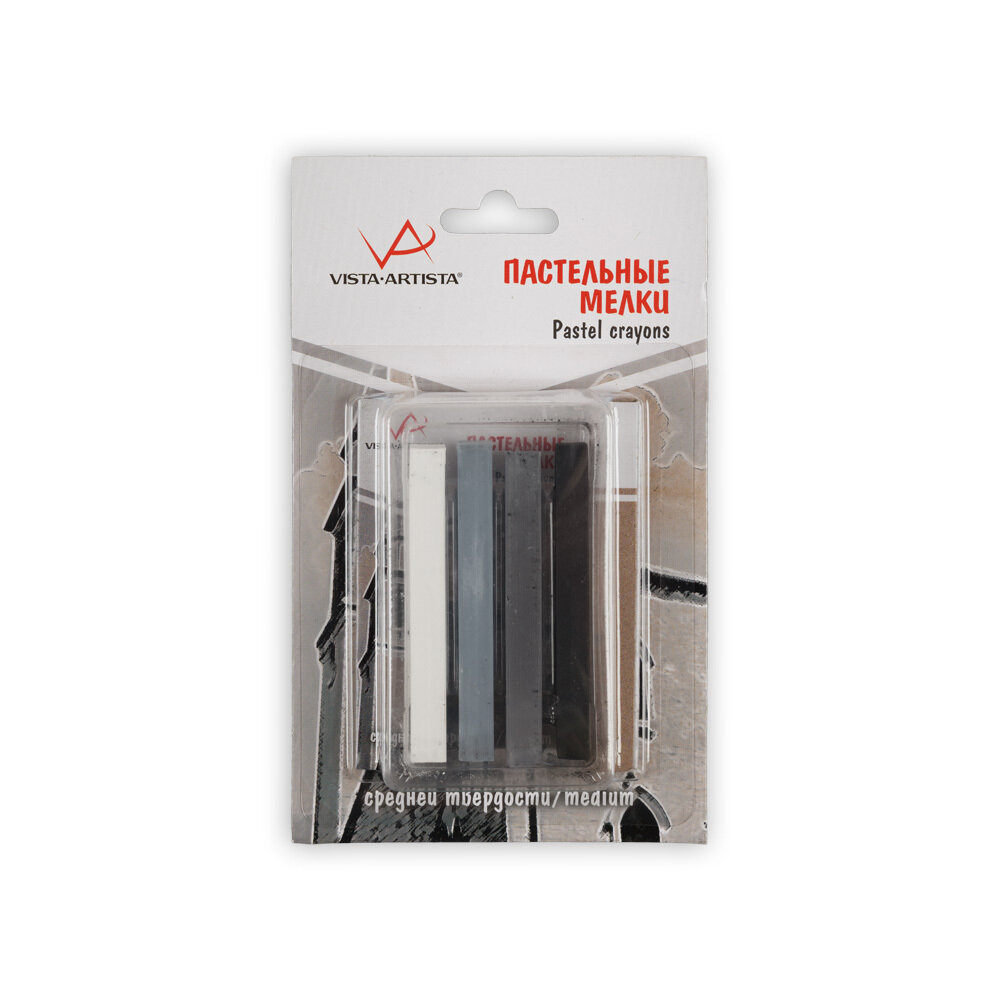 VISTA-ARTISTA мелки пастельные художественные, набор 03 Серые тона, 4 цвета VAAC