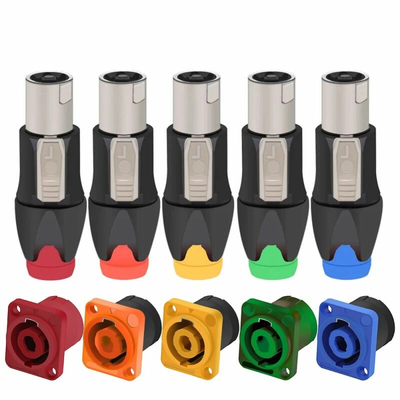 1 комплект 4-контактный штекерный адаптер для динамика + квадратная розетка для монтажа на панель, совместимая с разъемом аудиокабеля усилителя