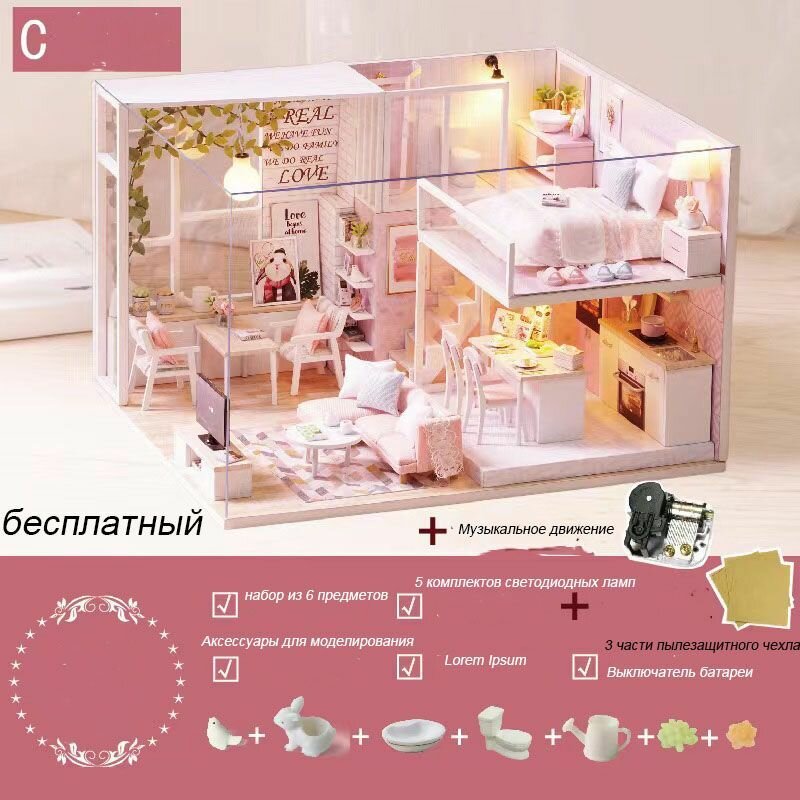 DIY миниатюрный мансардный кукольный домик реалистичные мини-3D деревянные игрушки ручной сборки