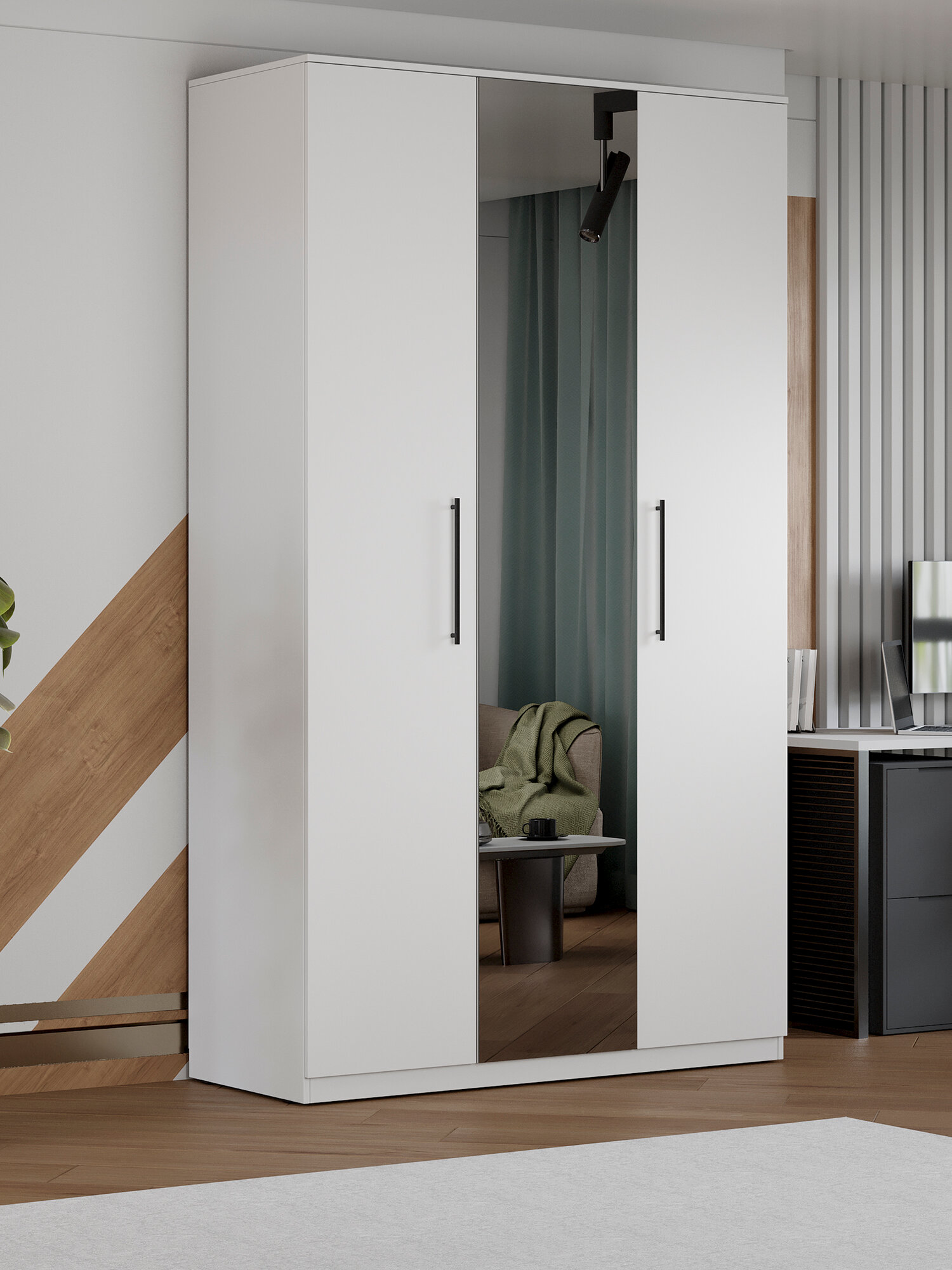 Шкаф для одежды, распашной, с полками штангой Агата (Белый)