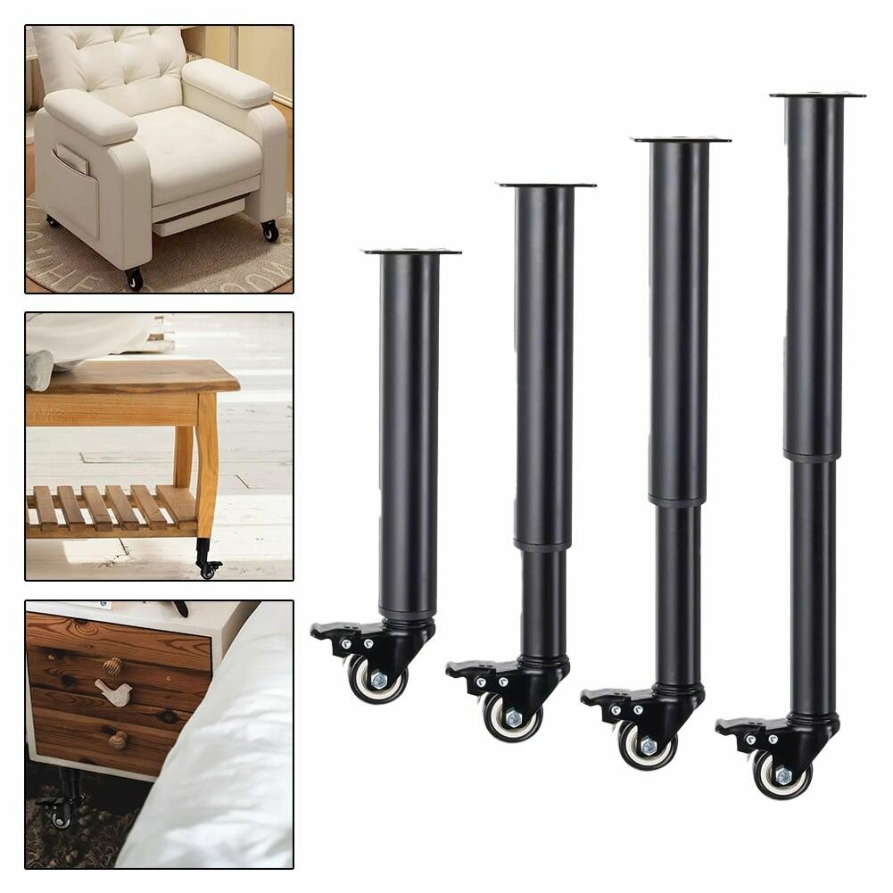 Мебельные ножки с колесиками, регулируемые, набор 4 шт 145-160/185-260/245-360/315-450 мм с тормозом для дивана