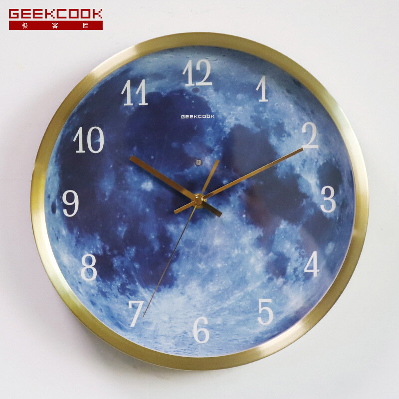Настенные часы "GeekCook Amazon", кварцевый механизм, светодиодный ночник, 12 дюймов (30 см), цвет золотой