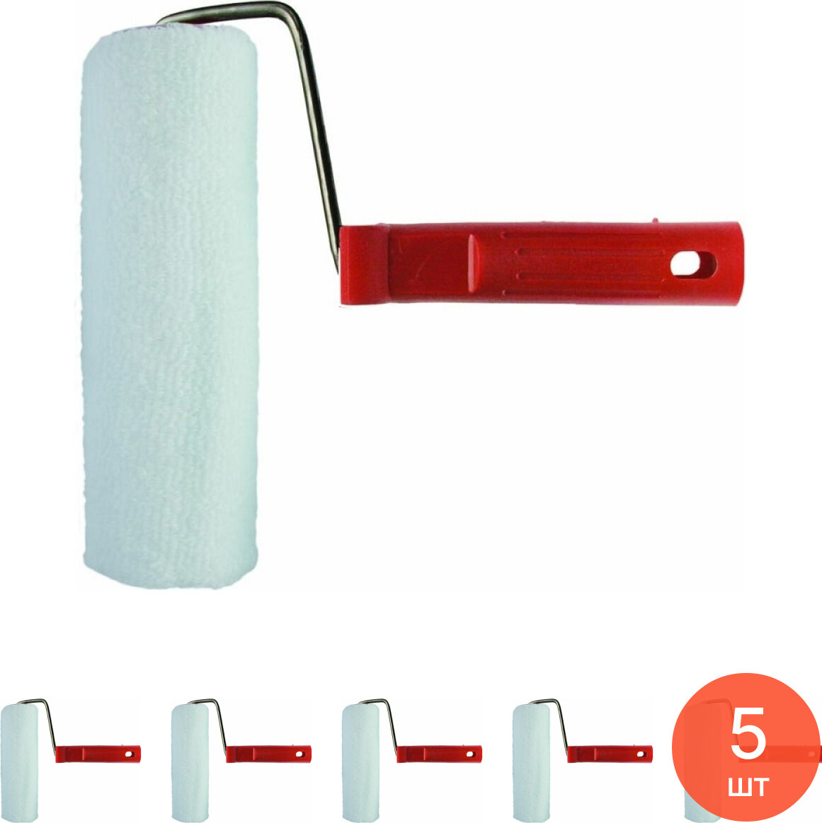 Валик малярный 888 велюр из полиэстера, ворс 2мм, диаметр 47мм, длина 200мм / ручной инструмент (комплект из 5 шт)