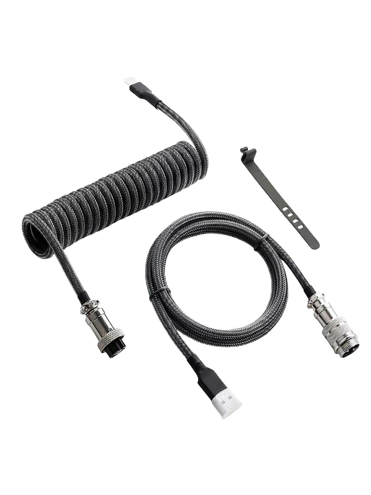 Customs Coiled USB Cable for Gaming Keyboards Double-Sleeved Mechanical Keyboard Cable with USB Aviation Connectors