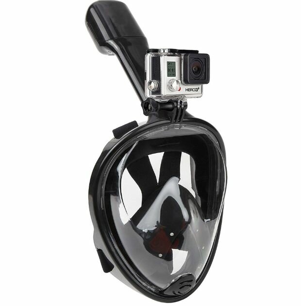 Маска для плавания и снорклинга с креплением для камеры L/XL (Черный)