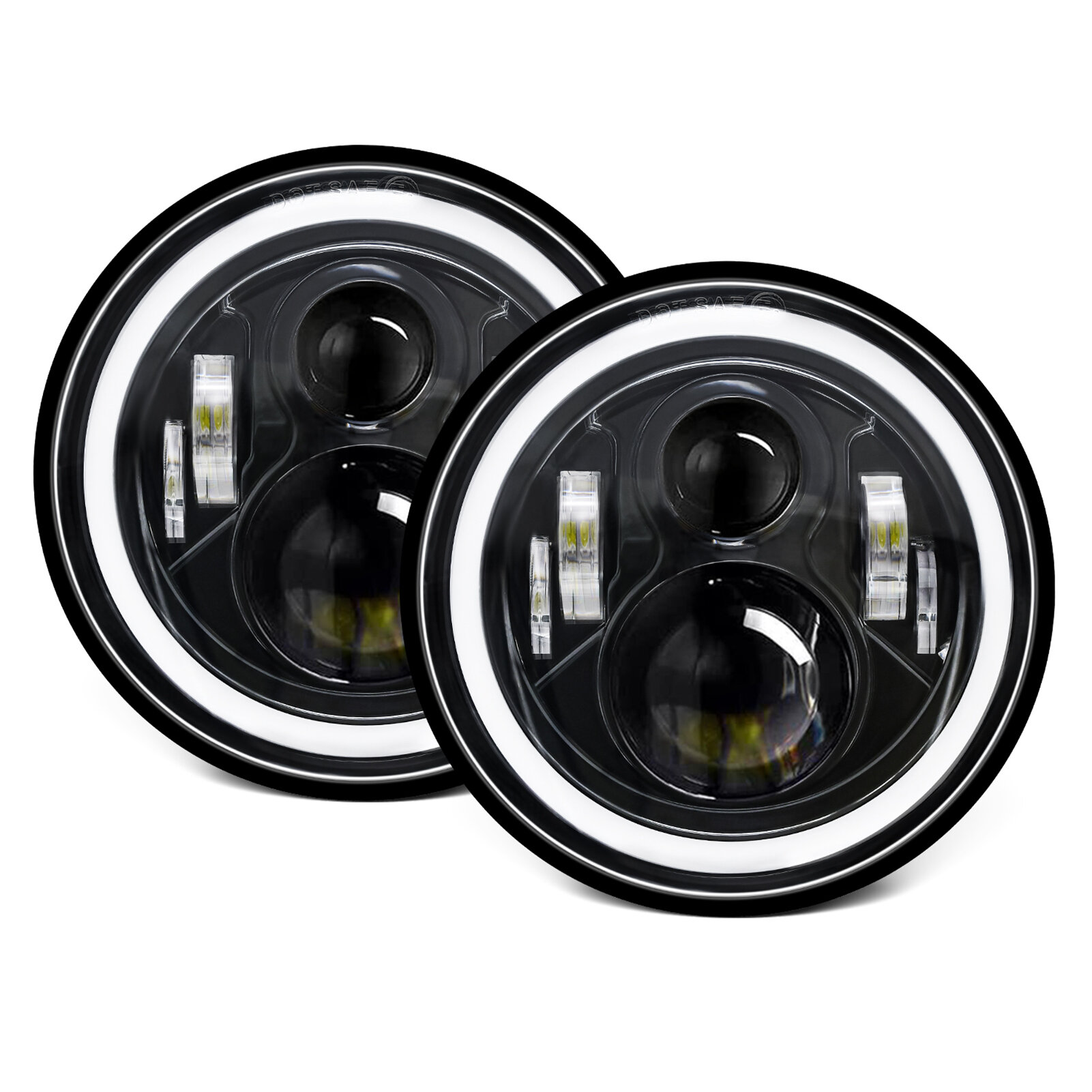 Фары LED для автомобиля и мотоцикла 2 штуки, 7 дюймов, с ДНС/поворотным сигналом/нижней светом/верхней светом, круглые LED фары H4 7 дюймов, материал алюминий дьё-кастинг, черный цвет корпуса, диаметр 7 дюймов, напряжение 9-30V, мощность 180W,