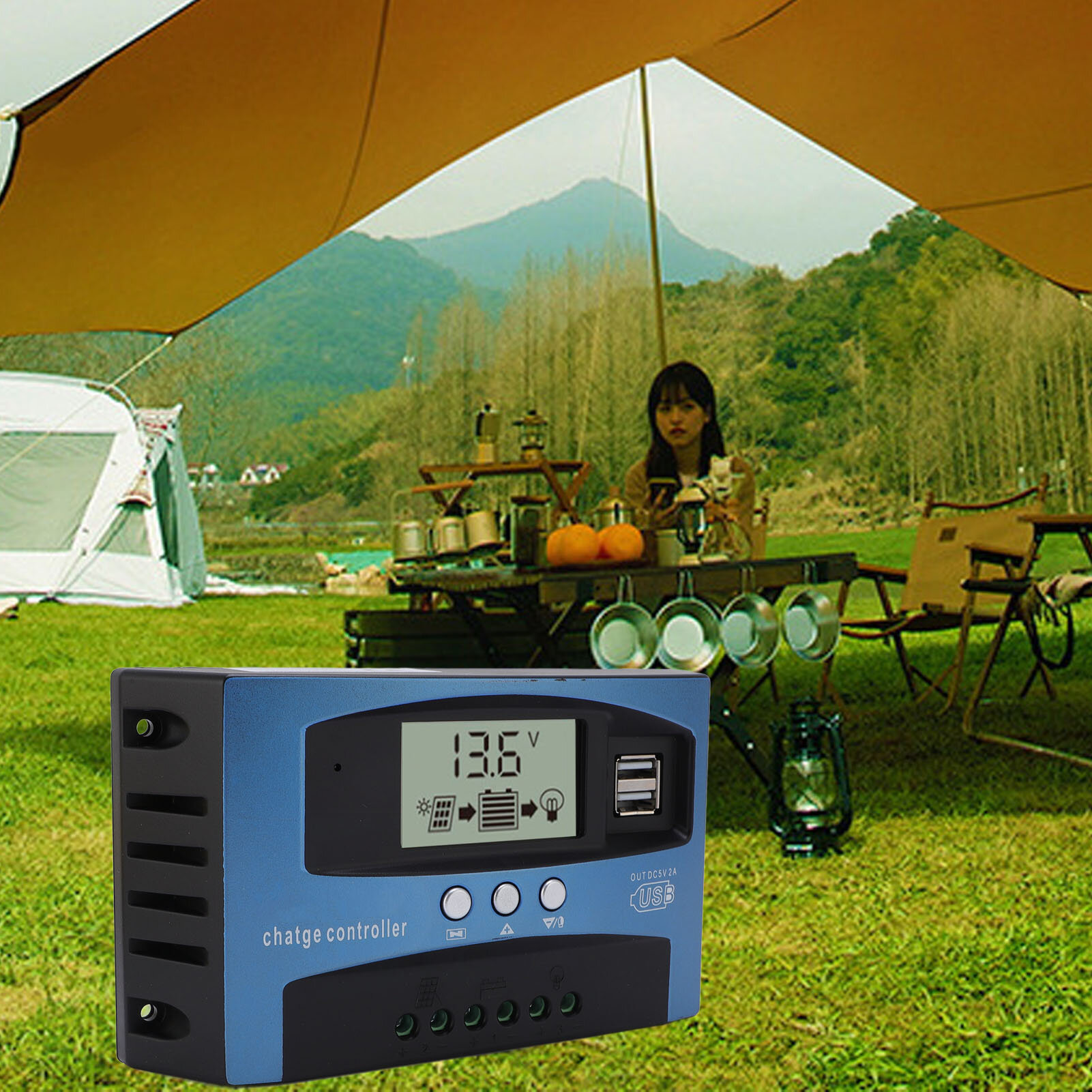 Контроллер солнечной панели MPPT 12 В/24 В контроллер зарядки Dual USB DC перезаряжаемый солнечный контроллер заряда 60 А