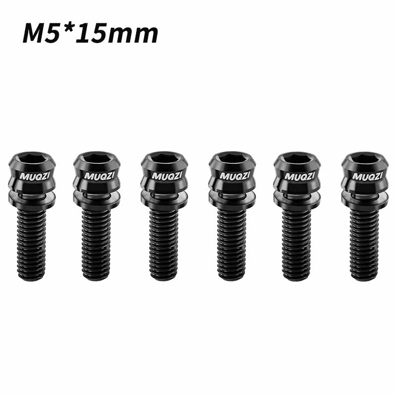 MUQZI Титановые болты для выноса руля велосипеда 6 шт. M5X15MM Black