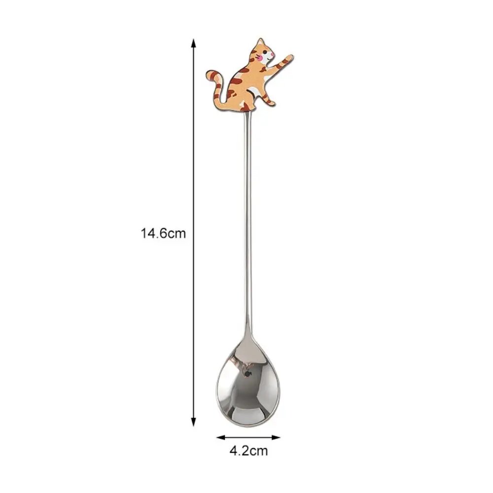 Совок, полированная ложка из нержавеющей стали для кошек, японский корейский стиль, красочная чайная ложка, ложка для перемешивания, десертная ложка, мороженое