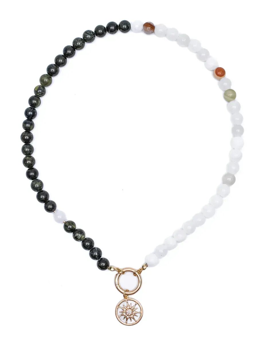 Бусы, перламутр, оникс