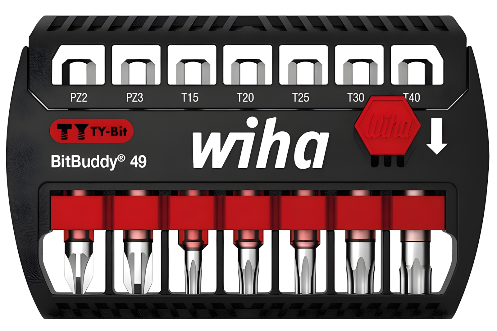 Набор бит WIHA 42118 BitBuddy TY 49 Pozidriv, TORX, SB 7946-TY905, 7 шт, черный/красный