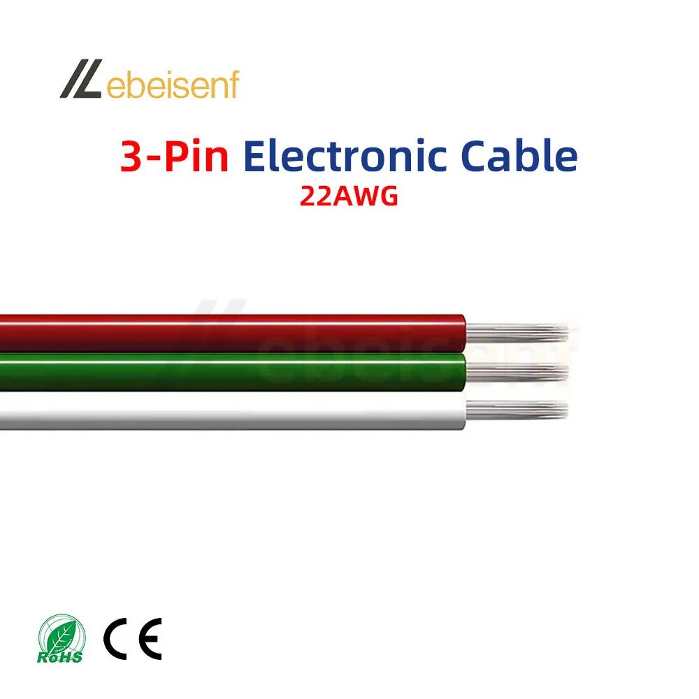 Провод для светодиодных лент 22 AWG медный 5/10 м 2/3/4/5/6 Pin 3Pin, 10 м