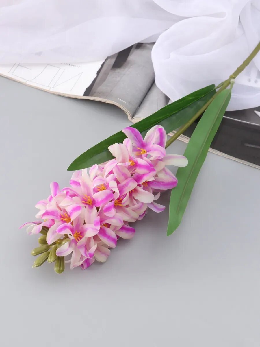 Цветы искусственные Гиацинт галант 66х5 см, бело-сиреневый