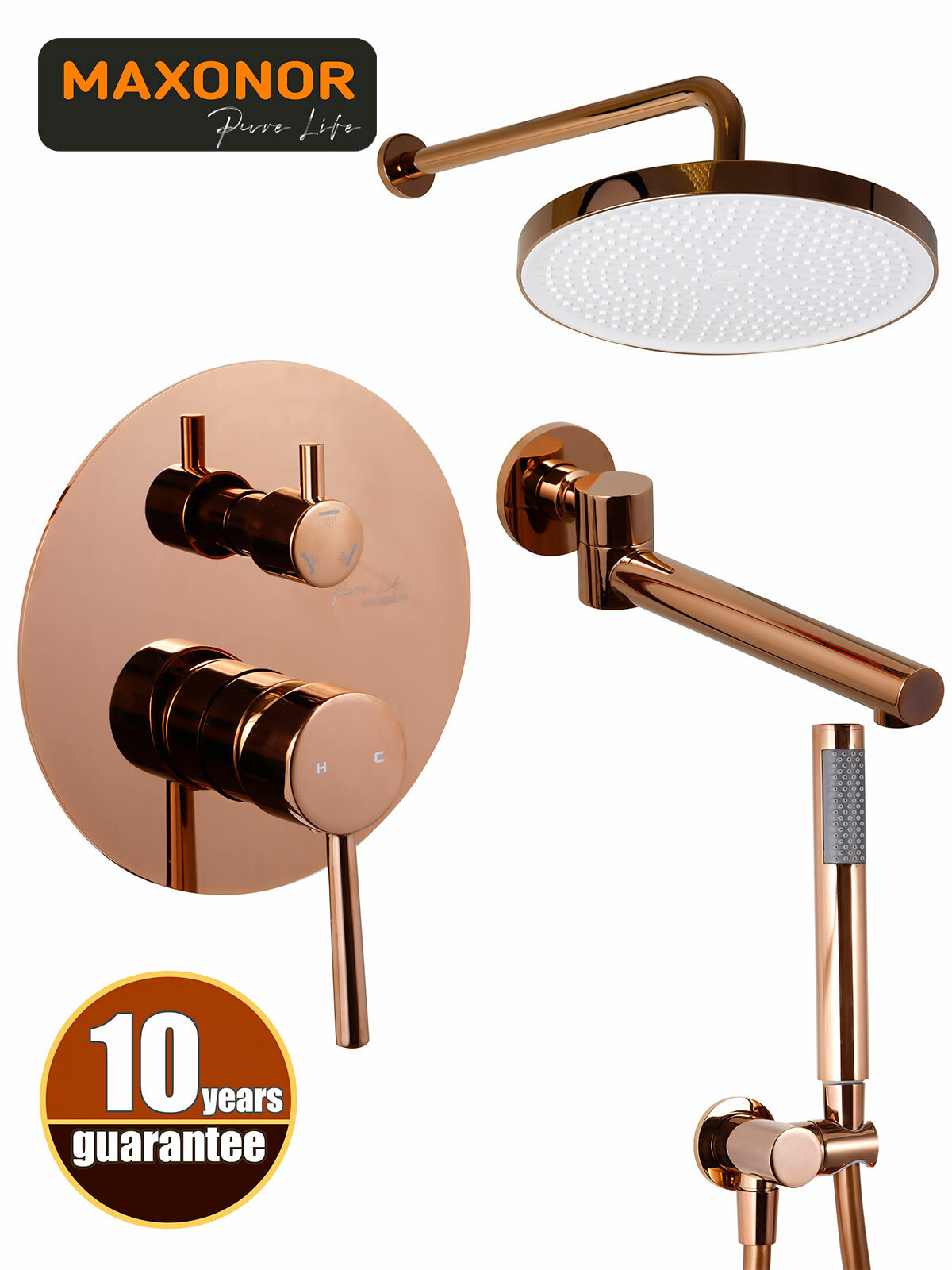 Встраиваемая душевая система Maxonor PURE LIFE SUPERIOR PL7487-16 Бронза глянцевая Латунь