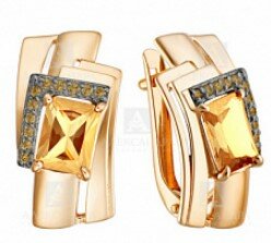 Серьги золото, 585 проба, Лондон топаз