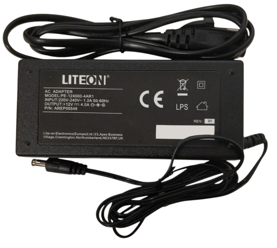 Блок питания (сетевой адаптер) LiteOn для мониторов 12V 4A 48W 5.5x2.5 мм черный, с сетевым кабелем