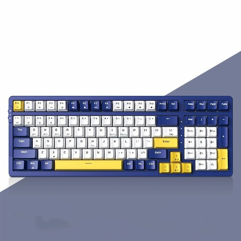 Беспроводная механическая двухрежимная клавиатура с подключением 2.4G/USB-C/Bluetooth, 100 клавиш, RGB подсветка, аккумуляторная