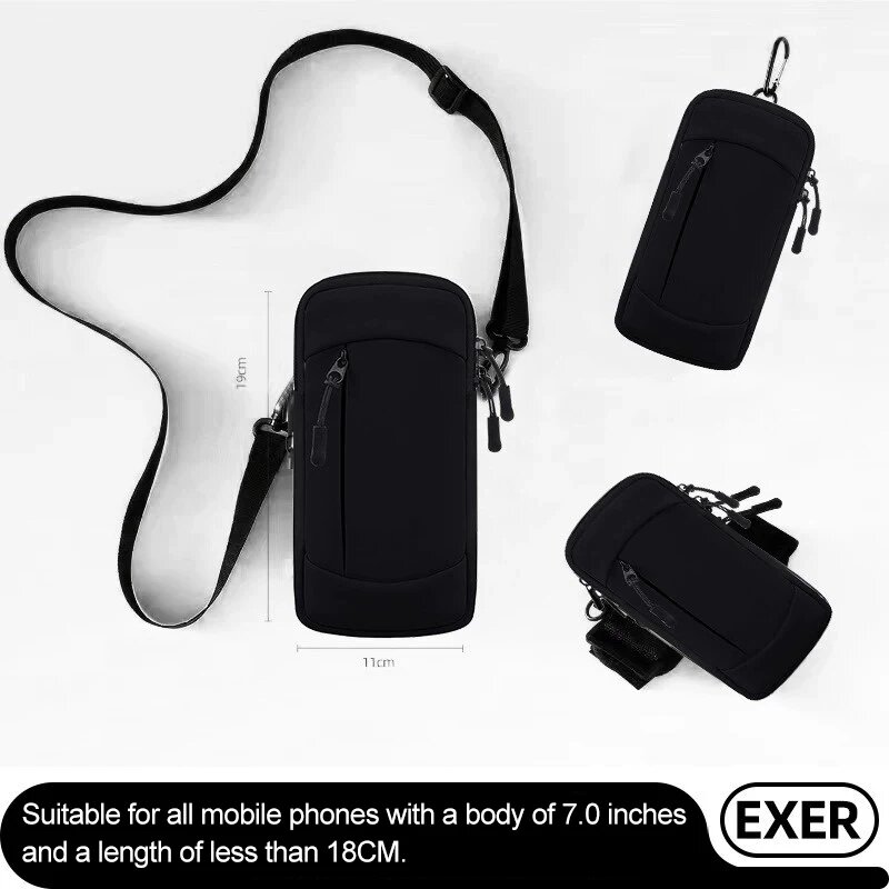 Сумка для бега для телефона, сумка для телефона, повязка для мобильного телефона, Black with strap