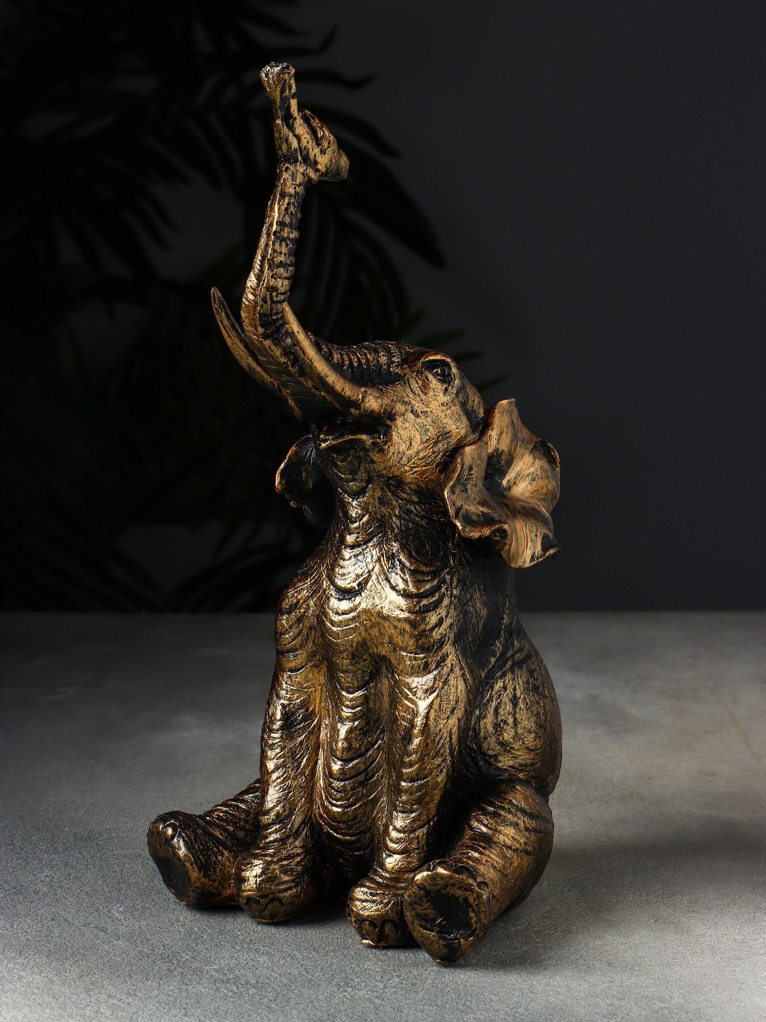 Фигура Слон с птичкой 28x14x14 см, декоративная интерьерная статуэтка из полистоуна, оригинальный дизайн