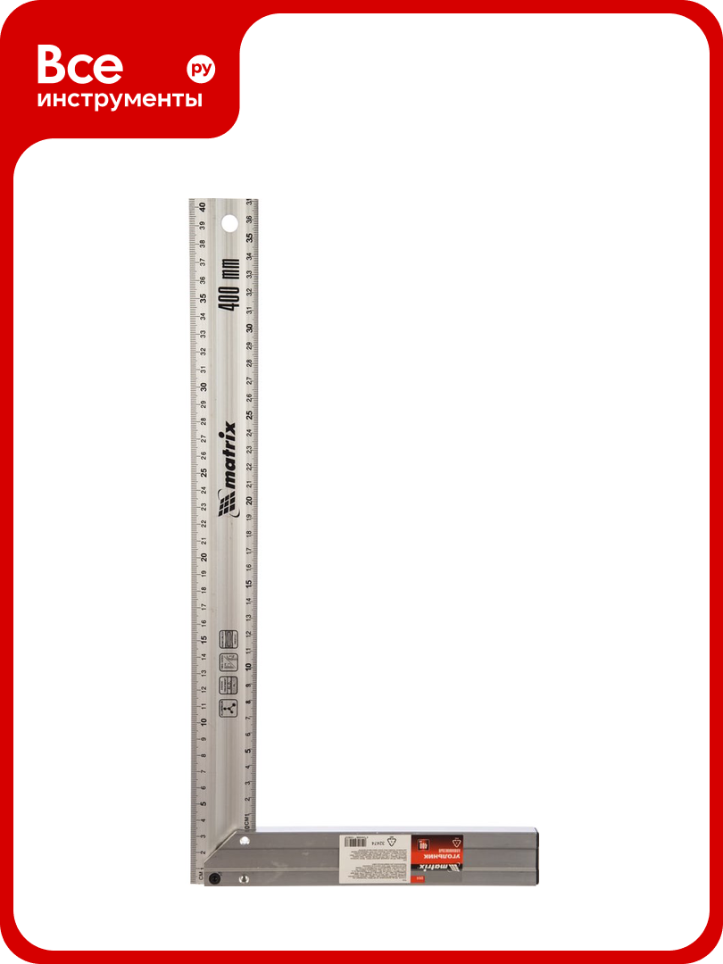 Алюминиевый угольник Matrix 400 мм литой 32474