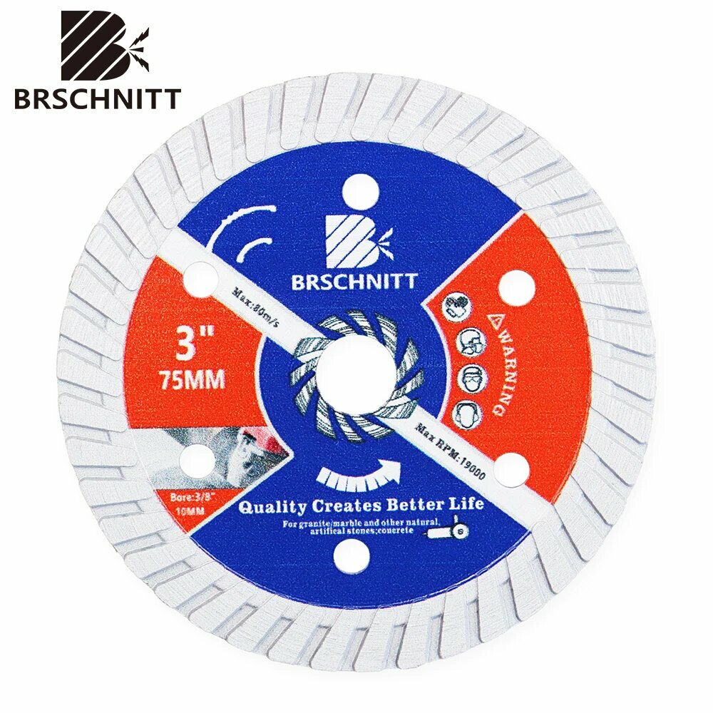 BRSCHNITT Алмазный режущий диск 75 мм для резки камня 1pc 3inch 75mm, Cutting concrete