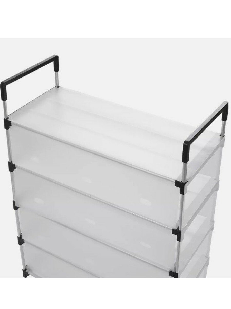 Тканевая обувница в прихожую 9 полок этажерка шкаф высокий закрытый компактный