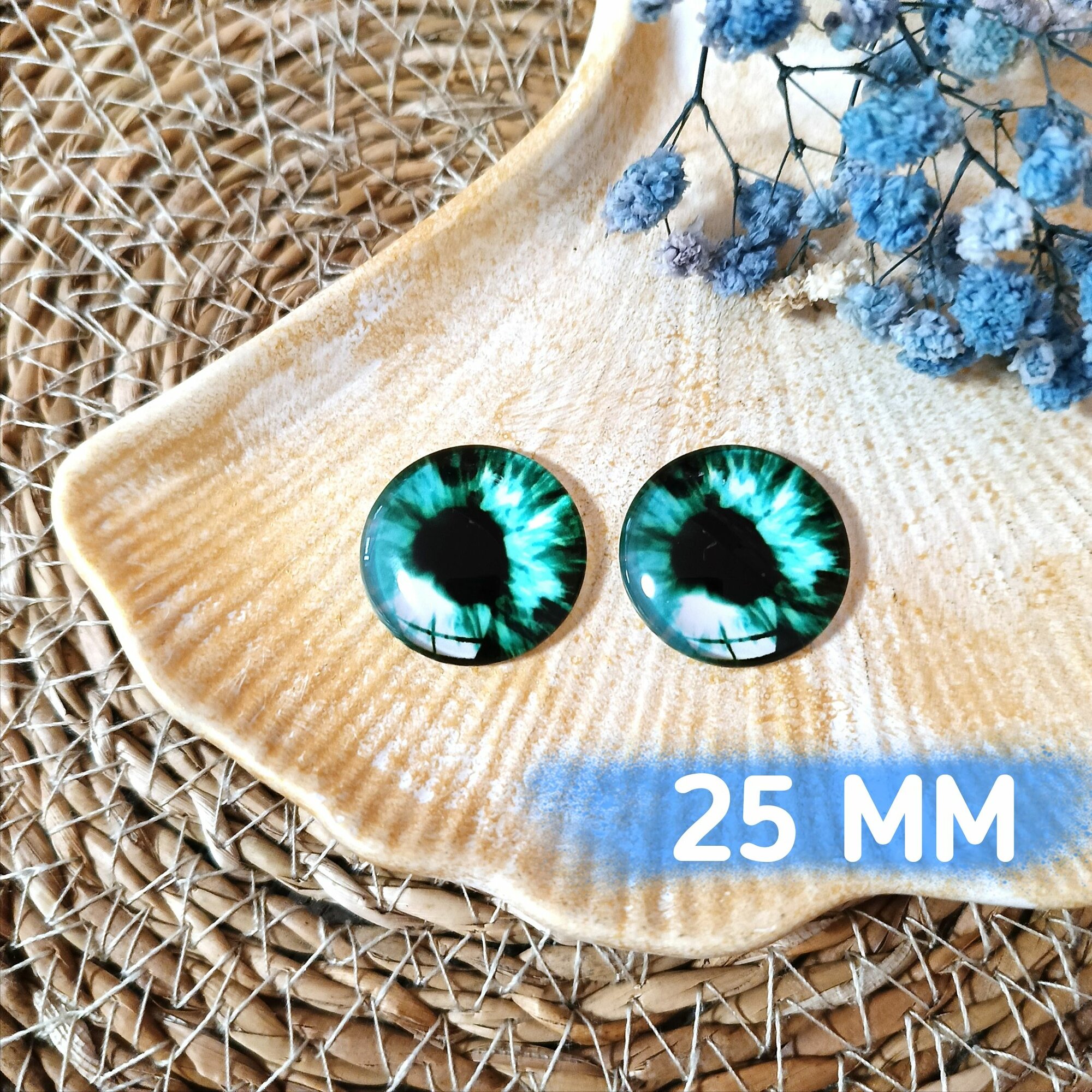 Глаза стеклянные кабошоны для игрушек 25мм 2шт
