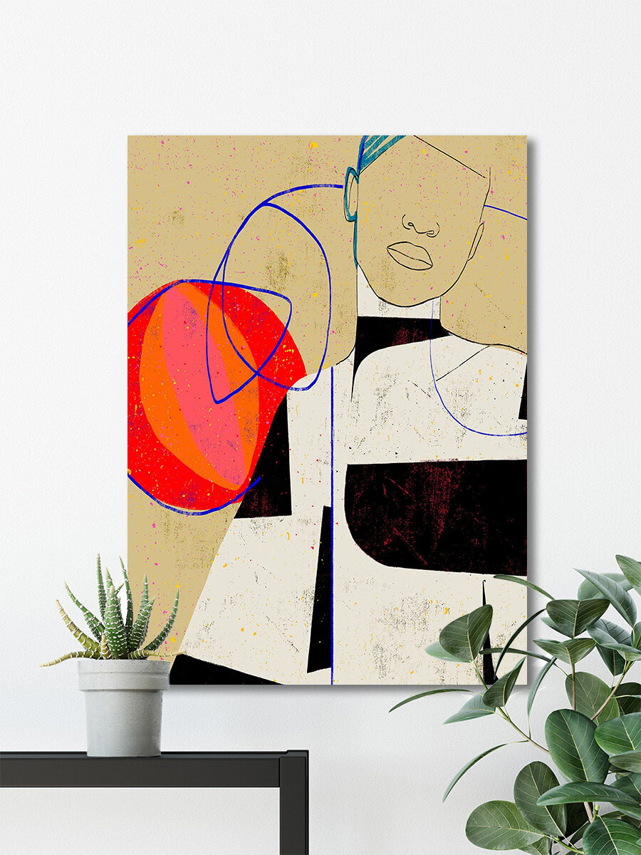 Картина "Лицо девушки", абстракция на холсте / на стену с креплением, 30х40 см.