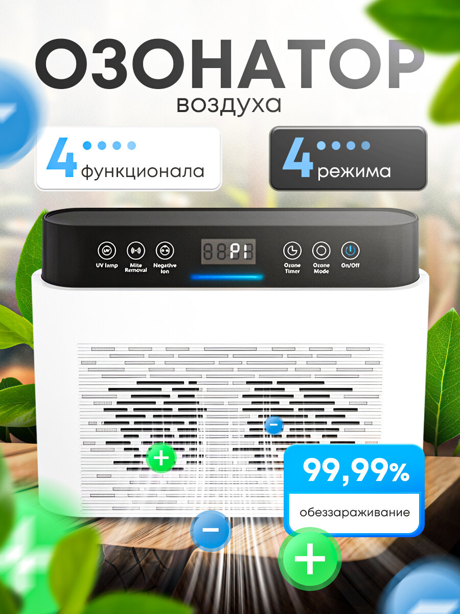 Озонатор ионизатор воздуха для дома, УФ лампа дезинфектор, нейтрализатор запахов, уничтожитель вирусов при ОРВИ, озонирование салона авто