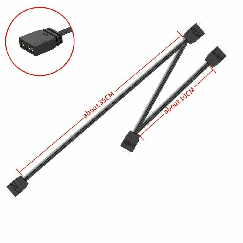 Разветвительный кабель для вентилятора RGB, кабель синхронизации материнской платы, адаптерный кабель для концентратора вентиляторов RGB, удлинительный кабель для вентилятора ПК с 3 контактами, линии 1 на 1/2/3/4