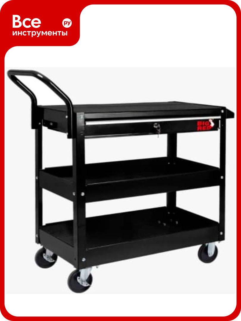 Инструментальная тележка Torin 1 выдвижной ящик и 2 открытые полки, с рабочим, мелочи