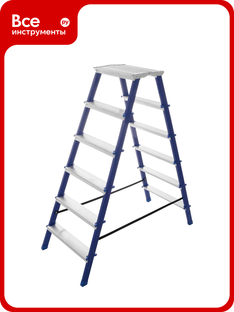 Стремянка, STAIRS, STAIRS стальная двухсторонняя с мини-платформой 6 ступеней CMP206, стали отличается высокой