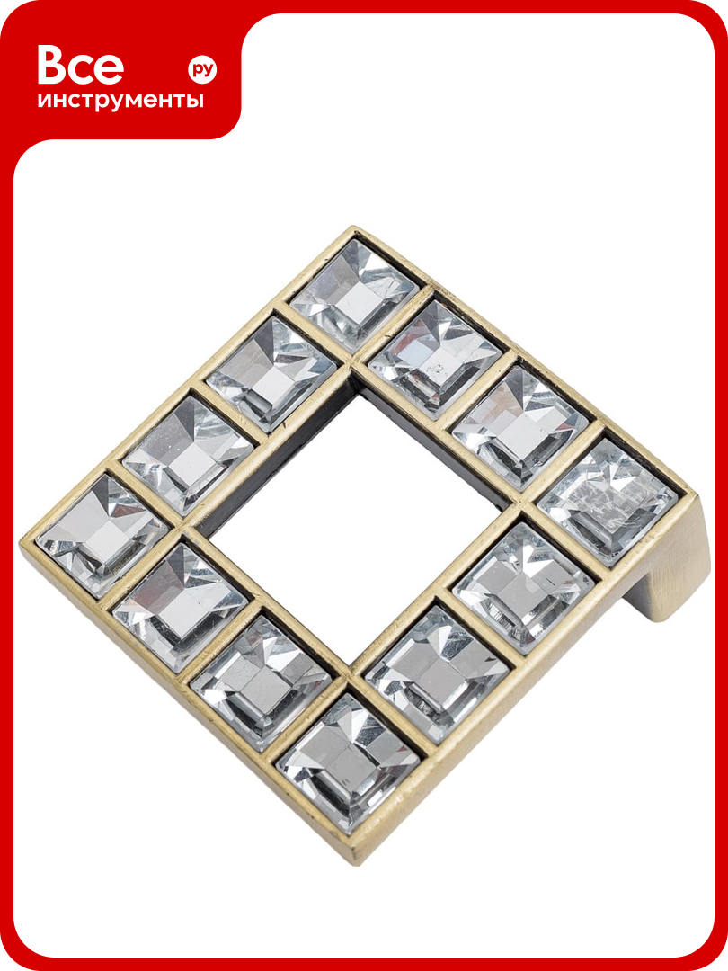 Ручка-кнопка с кристаллами KERRON Д49 Ш49 В20, хром CRL17, ручками-скобами, ножке