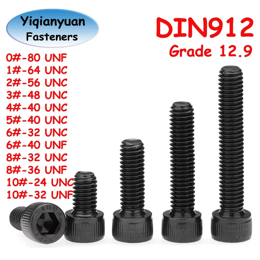 Болты Yiqianyuan легированная сталь 0# до 10# 6-32 UNC (20Pcs), 3I16 (4.83mm)