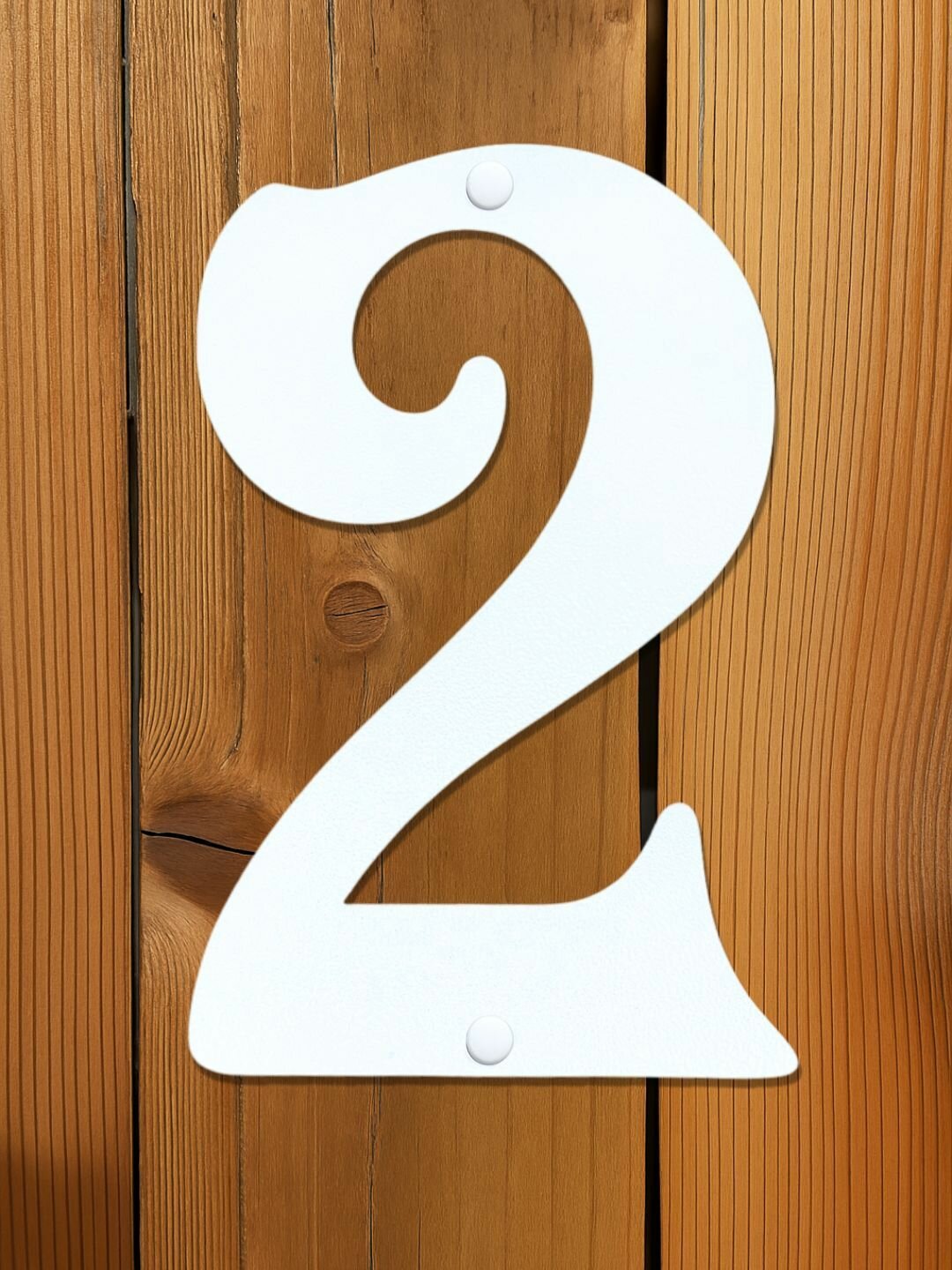 Цифра большая 2, 170х106 мм металл 0.5-0.7 мм белая. Цифры на дверь, номер квартиры (Ф)