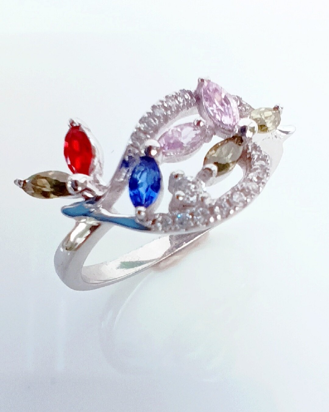 Перстень, серебро, 925 проба, родирование, фианит