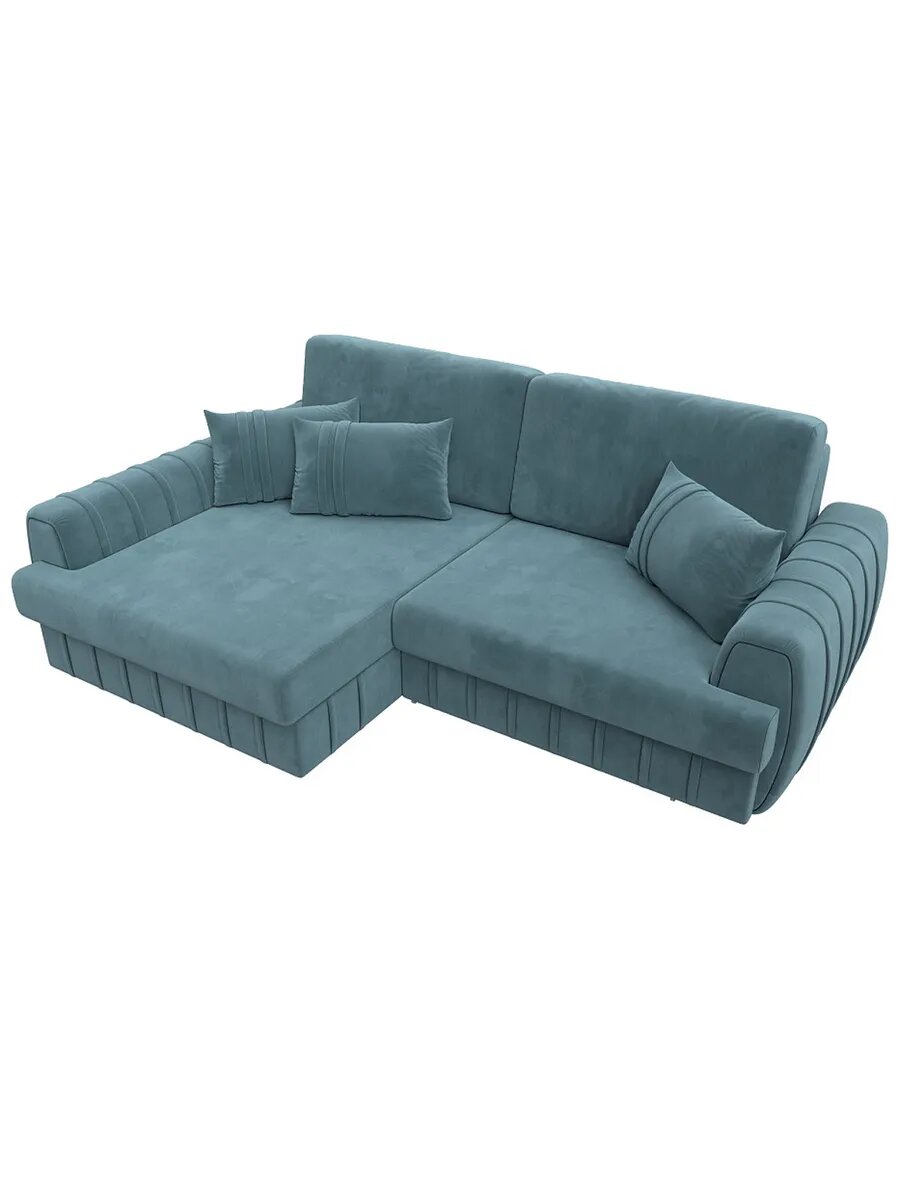 Диван угловой Монако, 240x93x163 см, со спальным местом 143х195 см, пружинный матрас, ящик для белья, угол слева, велюр