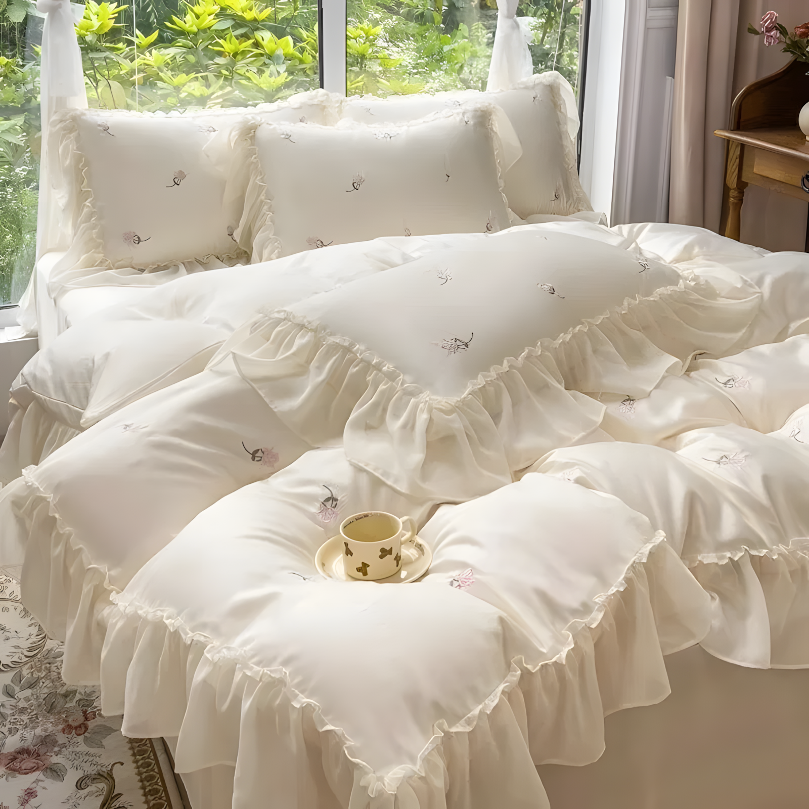 Комплект постельного белья "Принцесса", летний, на молнии, ледяной шелк, из атласа, 4 предмета