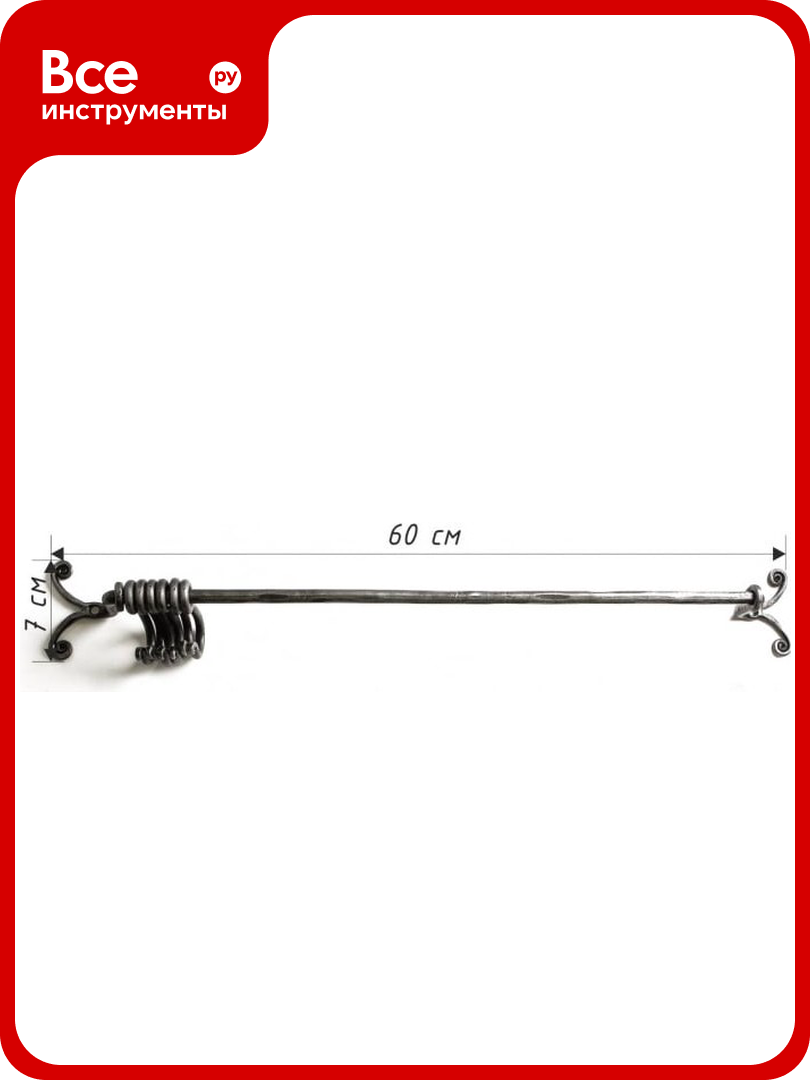 Кованая настенная вешалка Covali HC-634B из стали, шесть крючков для одежды, цвет серебристый‑черный, стиль прованс