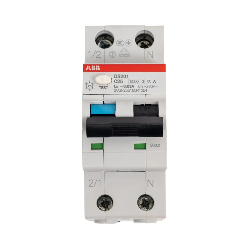 Автоматический выключатель дифференциального тока ABB DS201 C25 A30 2CSR255180R1254 двухполюсный тип
