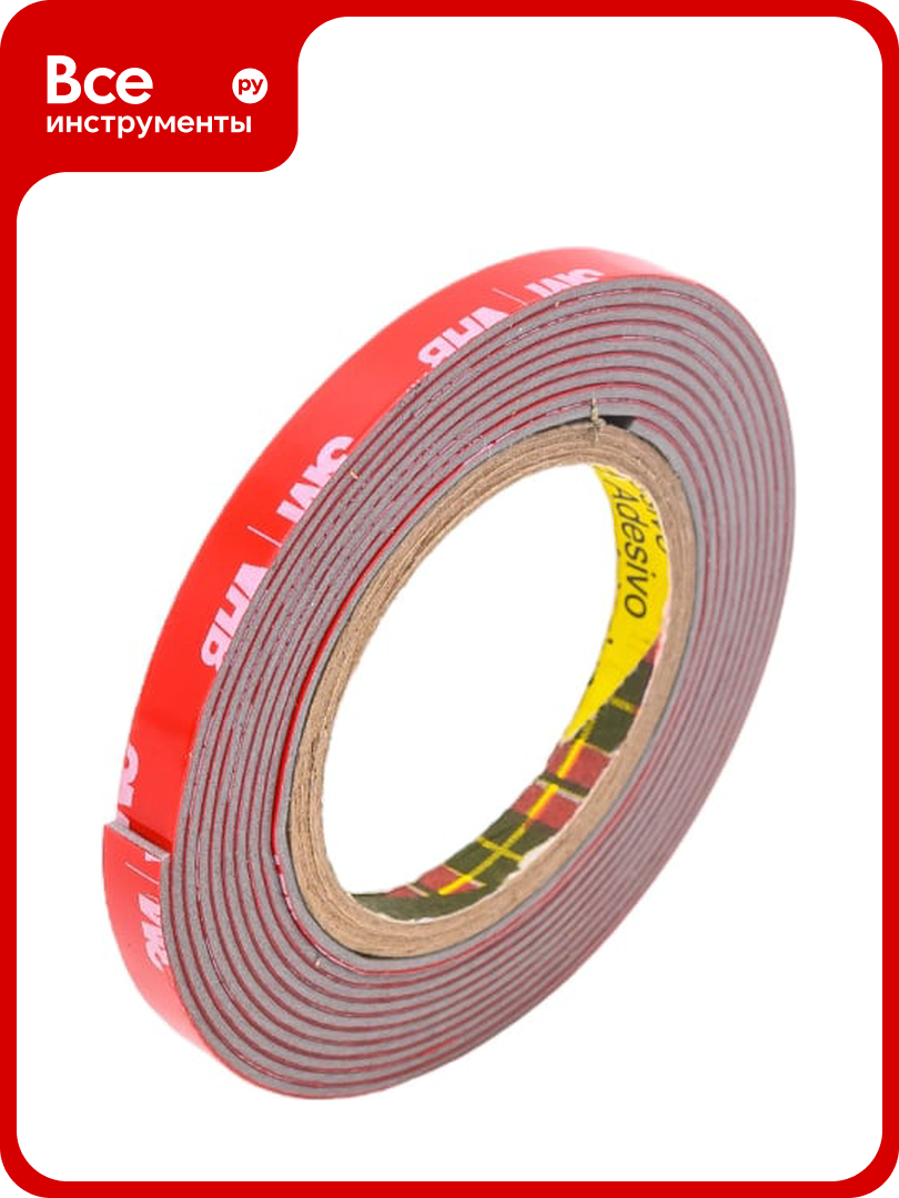 Двусторонняя клейкая лента 3М gph 110gf 6 мм, 1.5 м, 1.1 мм 110GF-6, Лента имеет пластиковый лайнер