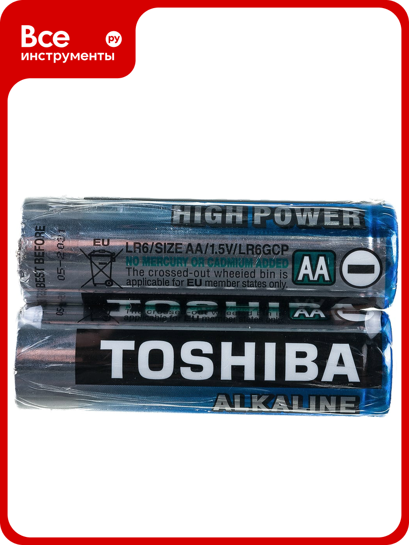 Алкалиновый элемент питания Toshiba LR6 2/shrink 3411