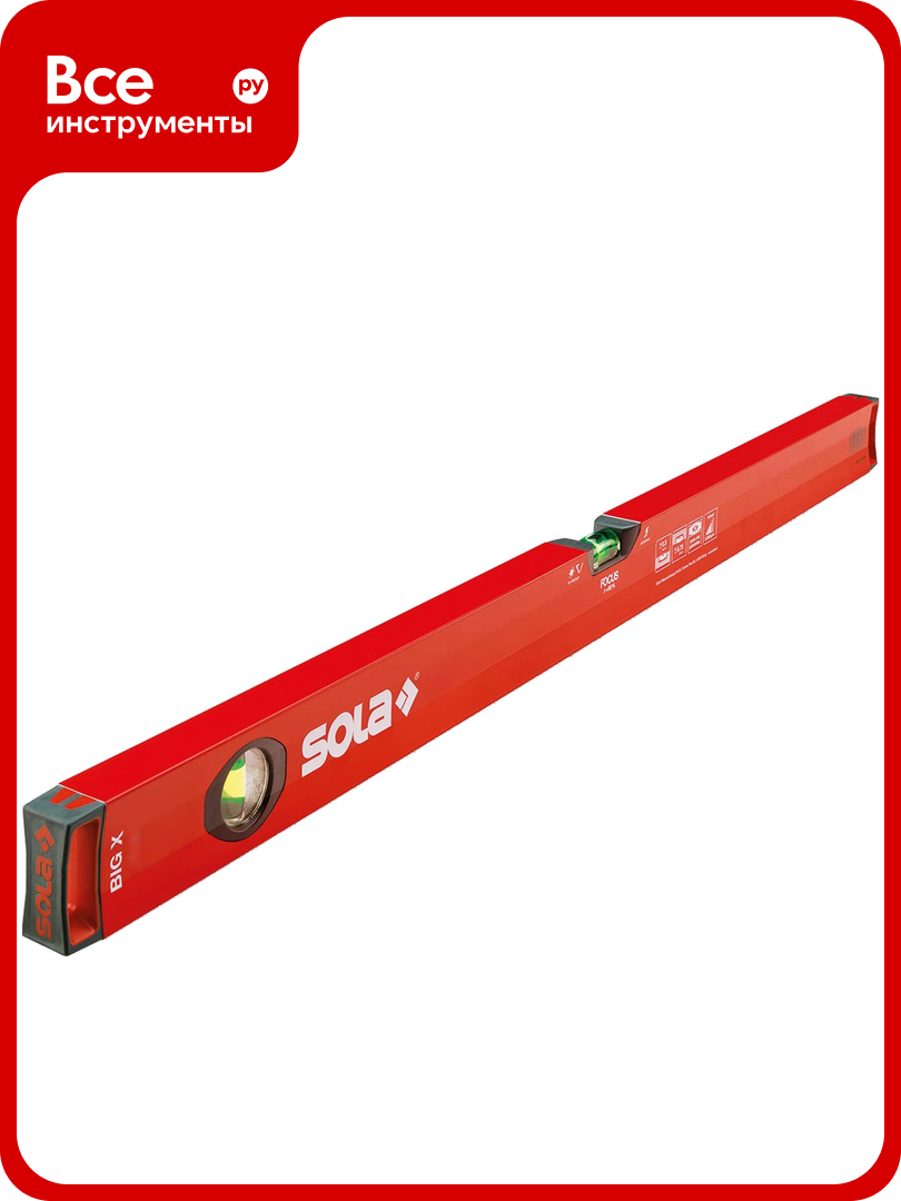 Уровень (L=60 см, 2 глазка) SOLA BigX 60 01370801, из прочного алюминиевого профиля сечением