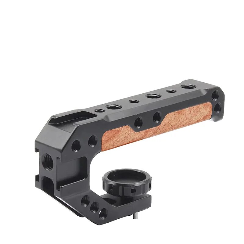 Легкая деревянная и алюминиевая верхняя ручка для клетки для видеоблогов, с отверстием Wooden-Grip